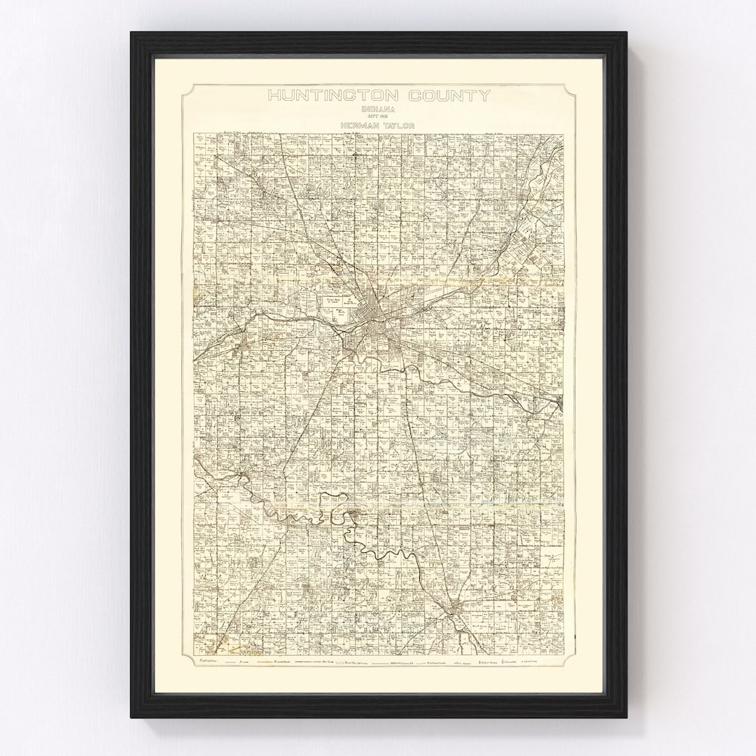 Huntington County Map 1903, Vintage Huntington County Map, Old ...