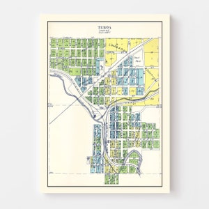 Tekoa Map 1910, Vintage Tekoa Map, Old Tekoa Washington Art, Wall Art ...