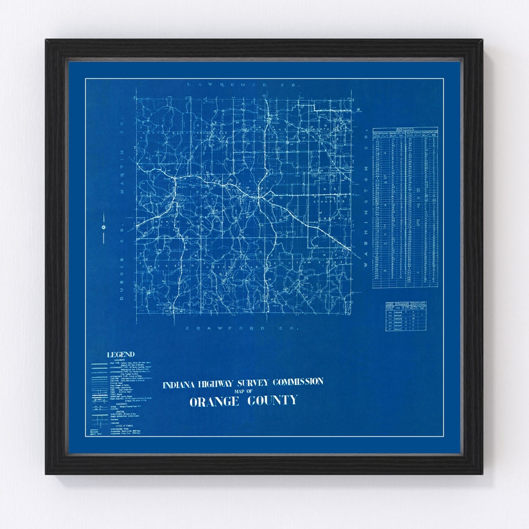 Orange County Map 1936, Vintage Orange County Map, Old Orange County ...