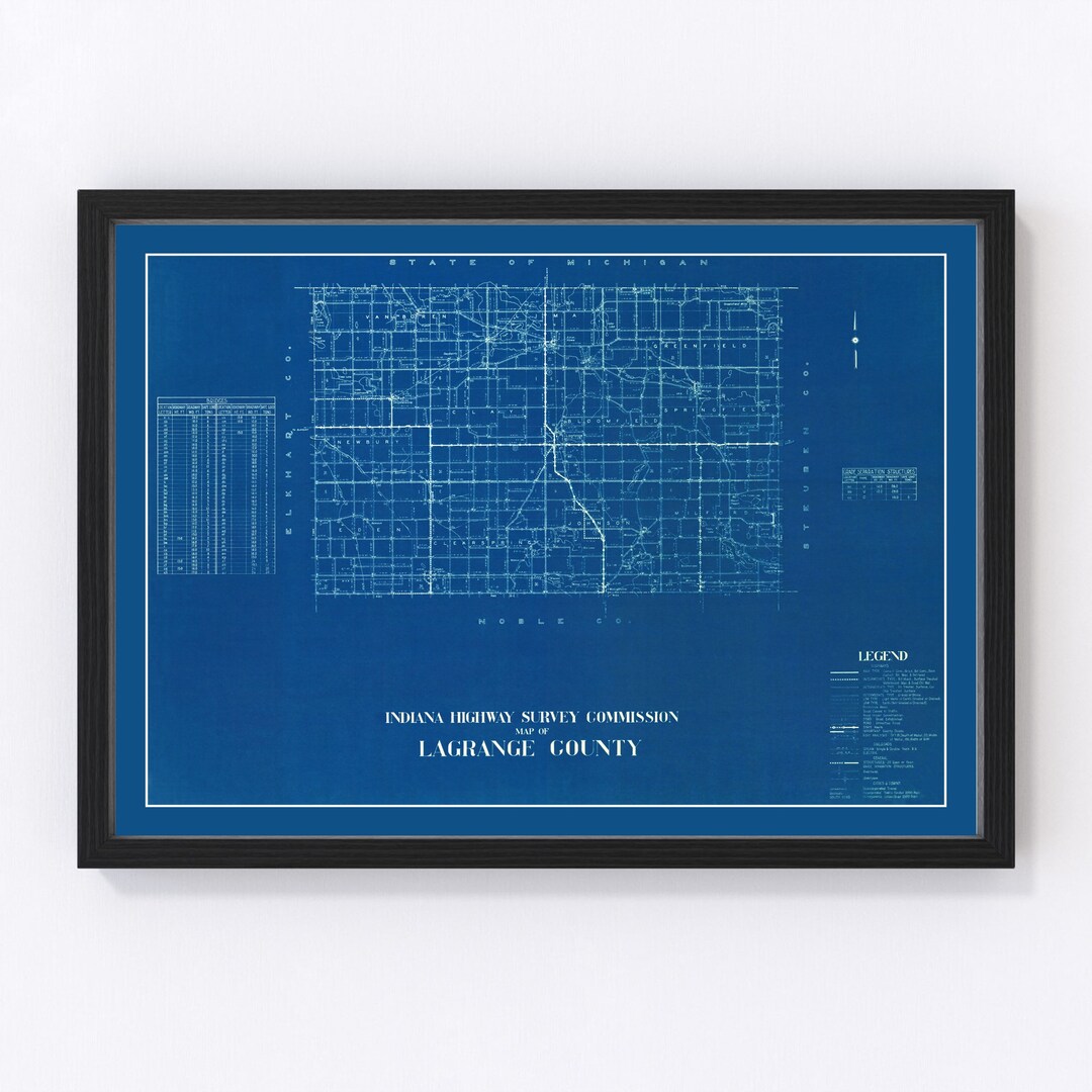 Lagrange County Map 1936, Vintage Lagrange County Map, Old Lagrange ...