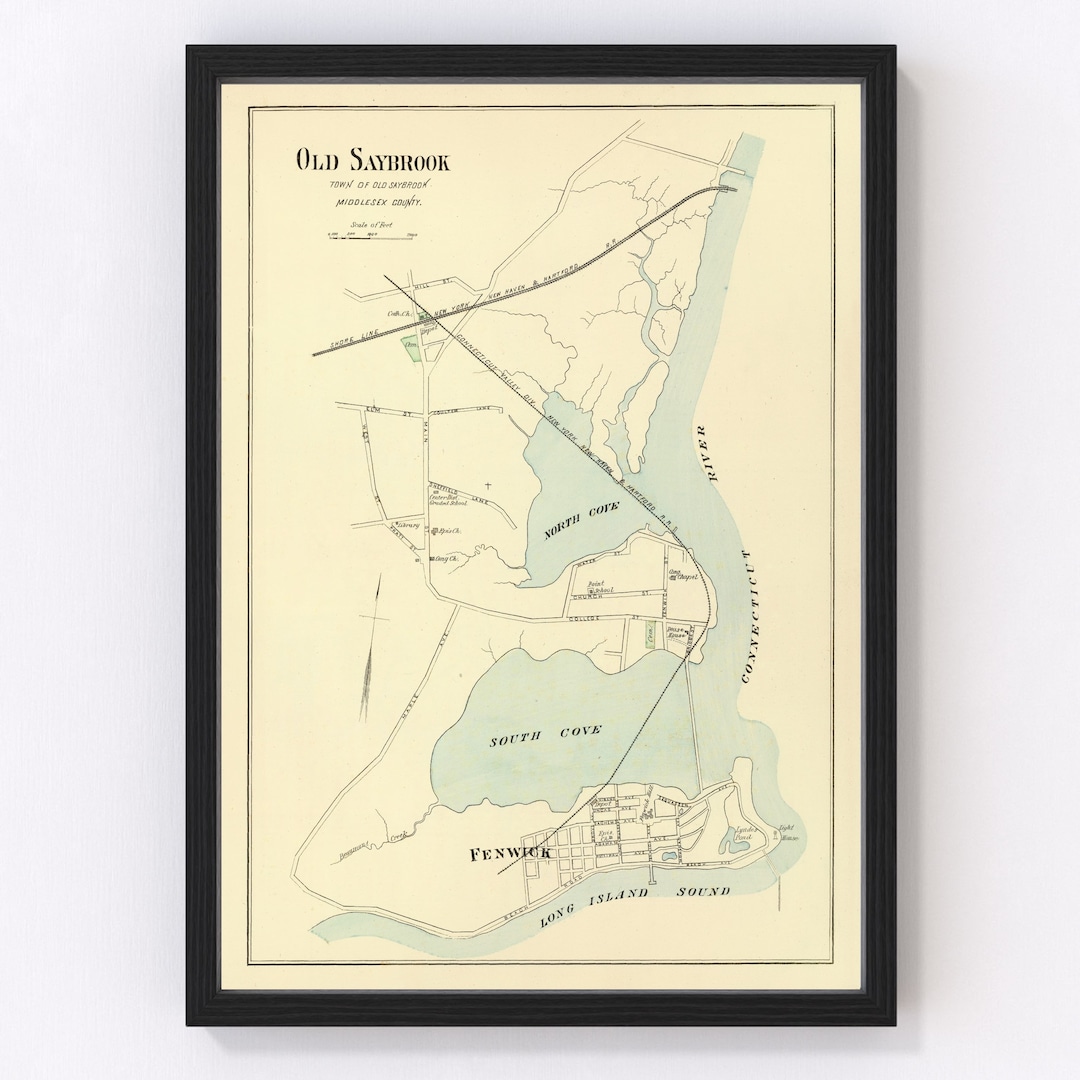 Old Saybrook Map 1893 Old Map of Old Saybrook Connecticut Art Vintage ...