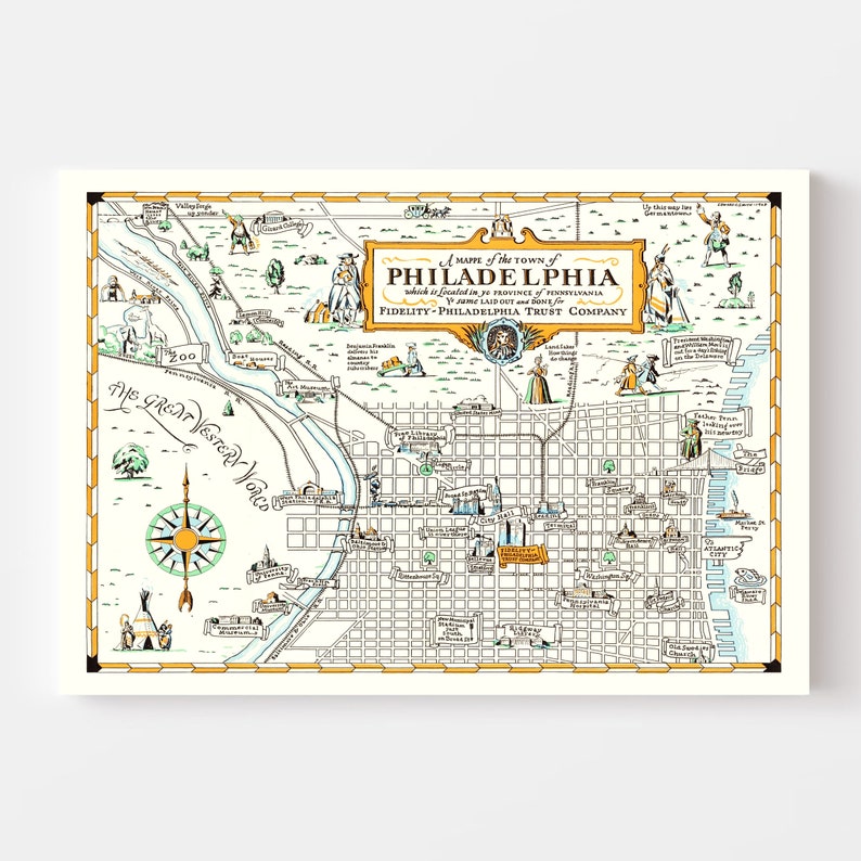 Philadelphia Map 1940 - Old Map of Philadelphia Pennsylvania Art ...