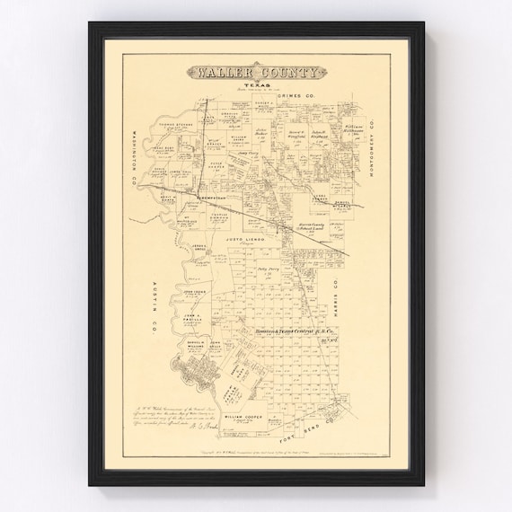 Waller County Texas Map 1879 Old Map of Waller County Texas - Etsy