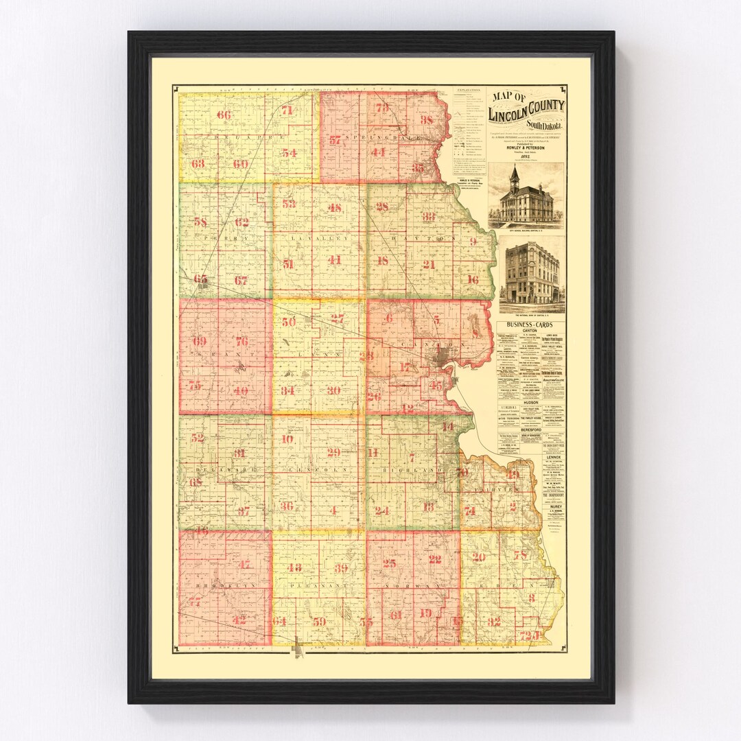 Lincoln County Map 1892, Vintage Lincoln County Map, Old Lincoln County ...