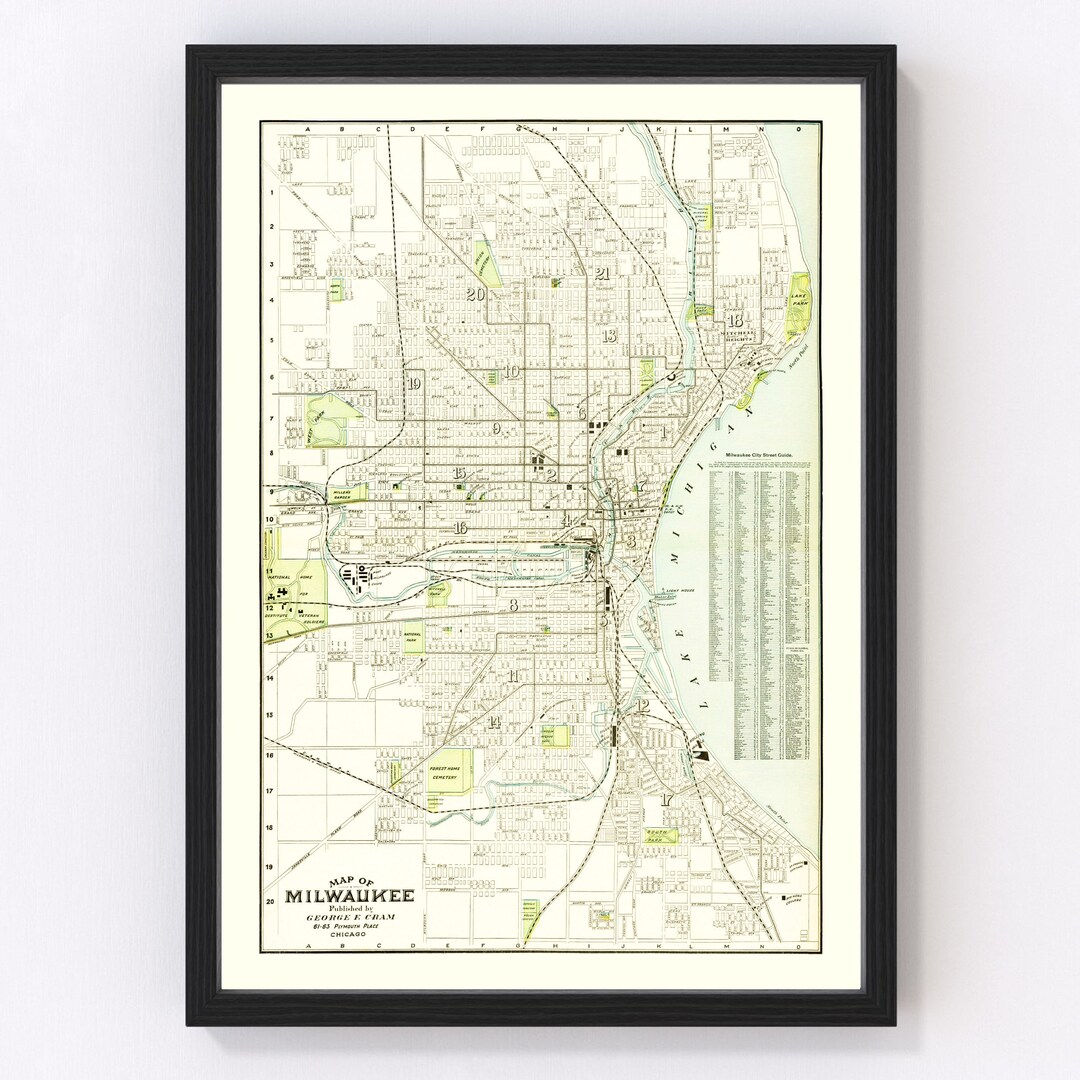 Milwaukee Map 1898, Vintage Milwaukee Map, Old Milwaukee Wisconsin Art ...