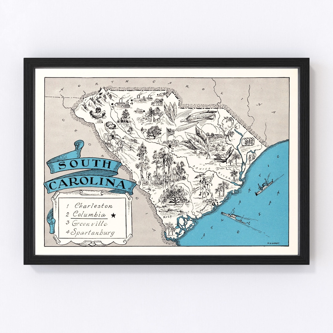 South Carolina Map 1931 Old Map of South Carolina Art Vintage Print ...