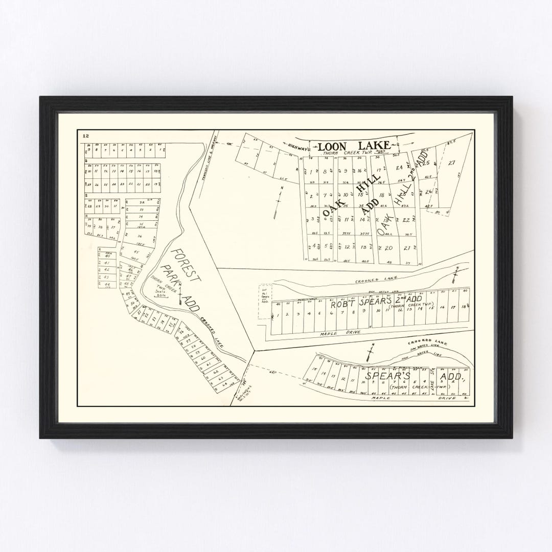 Loon Lake Map 1939, Vintage Loon Lake Map, Old Loon Lake Indiana Art ...