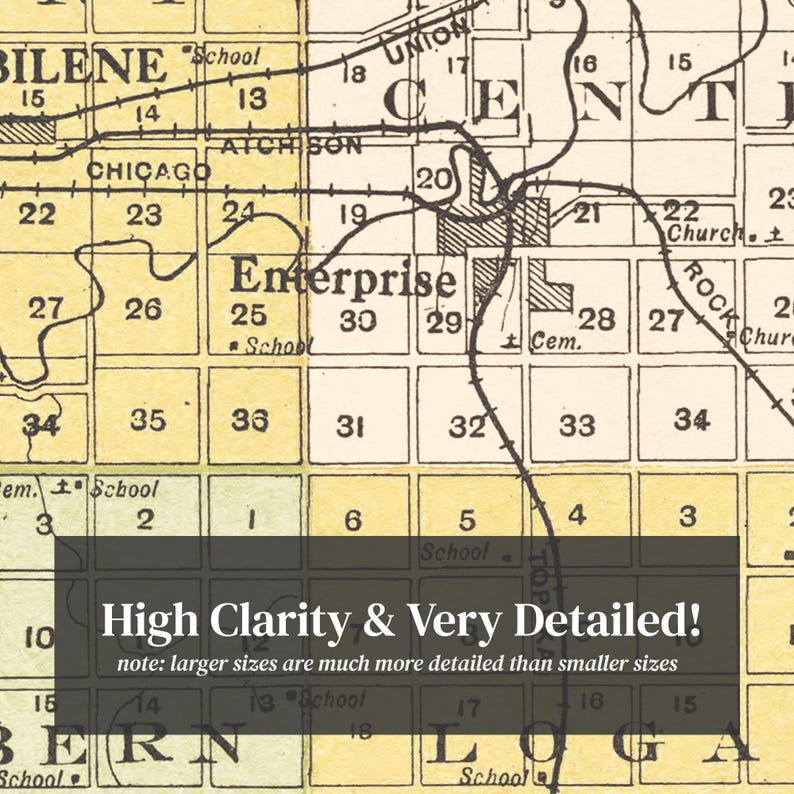 Dickinson County Map 1909, Vintage Dickinson County Map, Old Dickinson ...