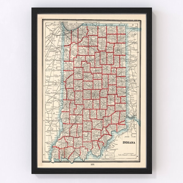 Indiana Map - Etsy