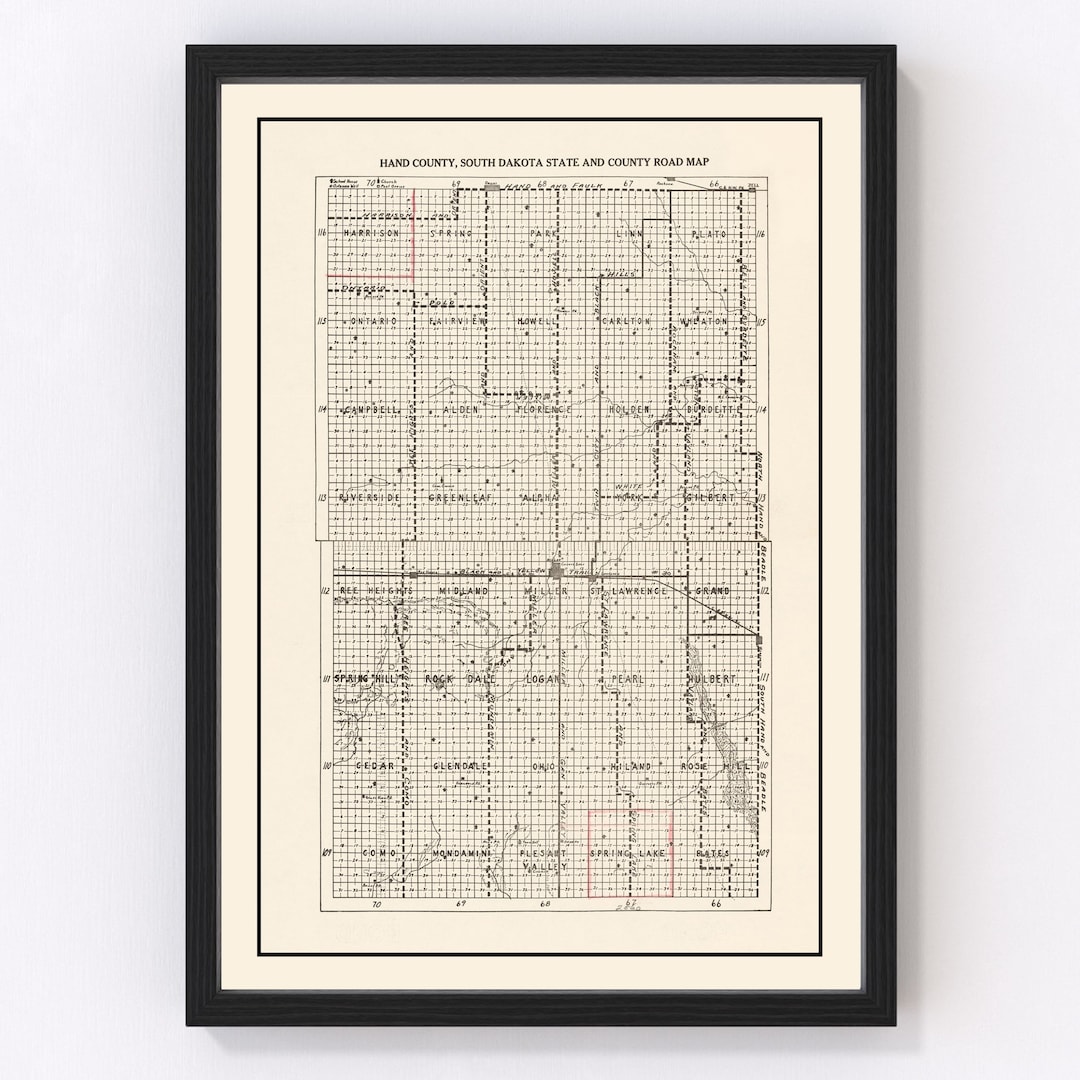 Hand County SD Map 1900 Old Map of South Dakota Art Vintage Print ...