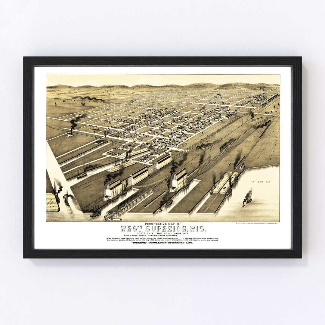 West Superior Map 1887, Vintage West Superior Map, Old West Superior ...