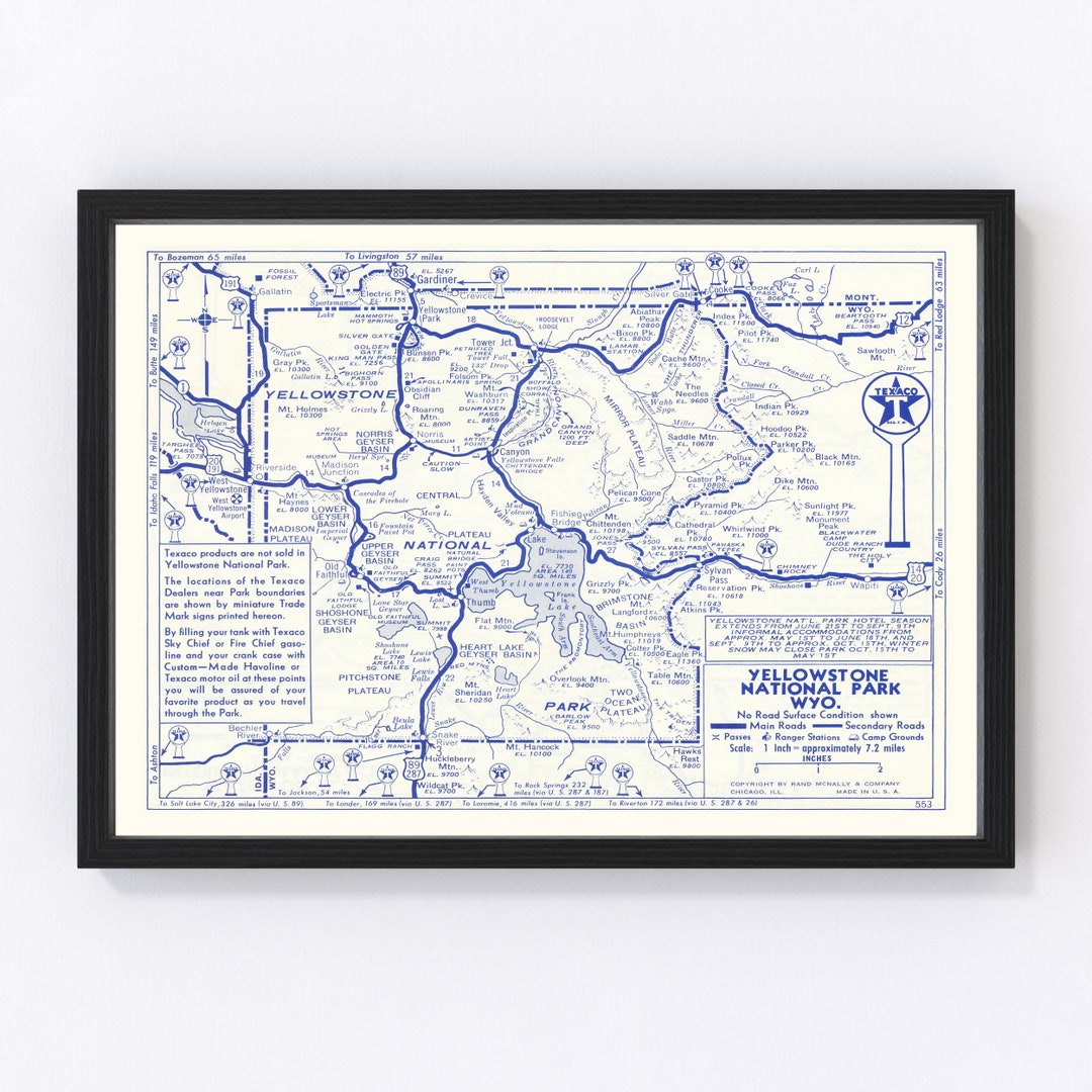 Yellowstone National Park Map 1930 - Old Map of Yellowstone National ...