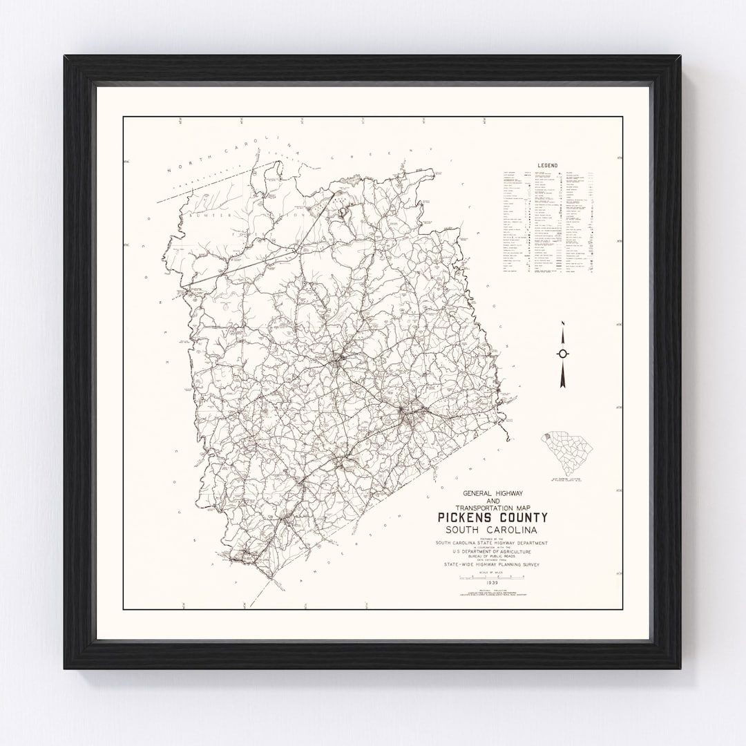 Pickens County Map 1939, Vintage Pickens County Map, Old Pickens County ...