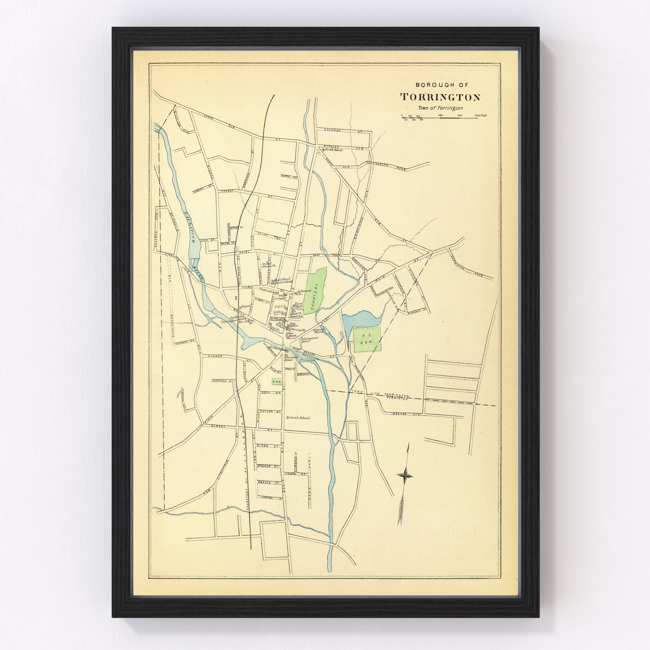 Torrington Map 1893 Old Map of Torrington Connecticut Art - Etsy
