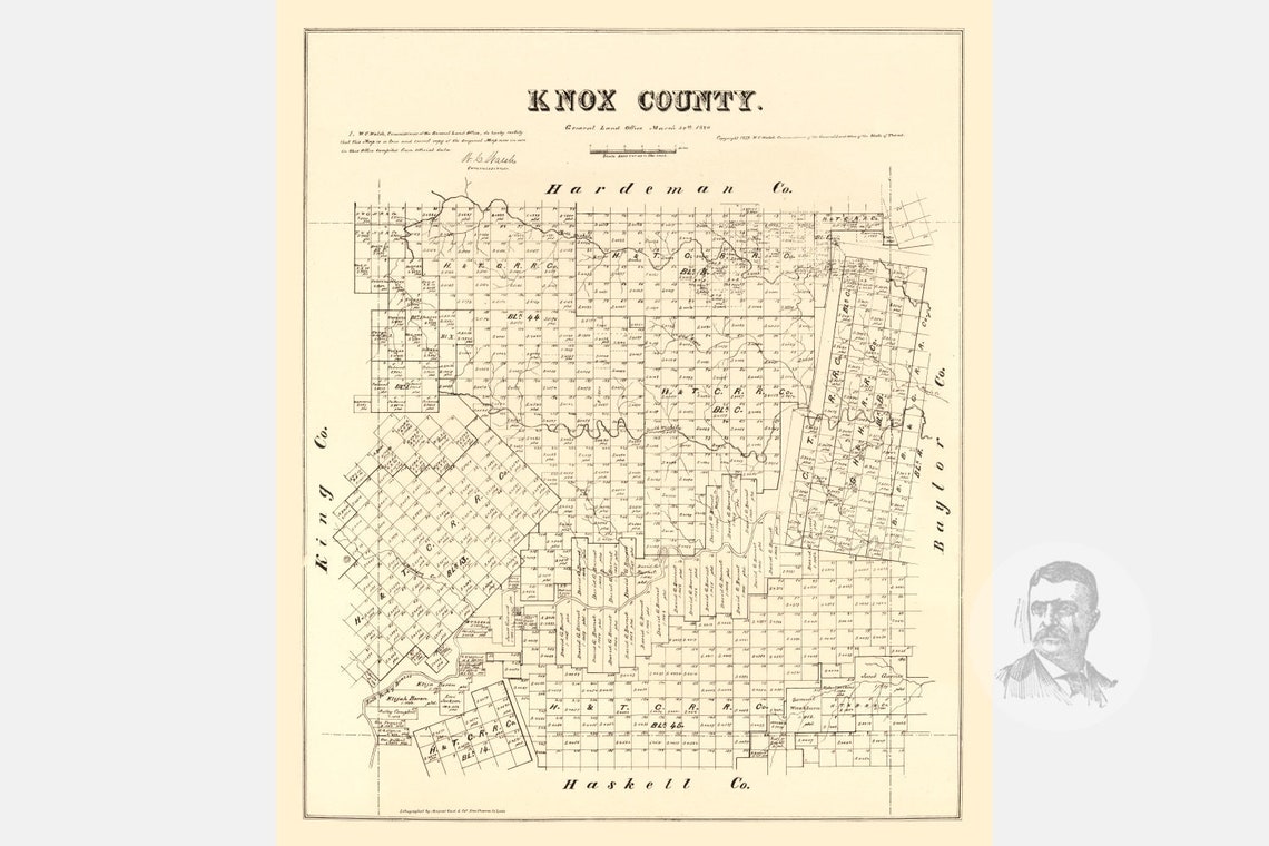 Vintage Knox County Map 1879 Old Map of Knox County Texas | Etsy