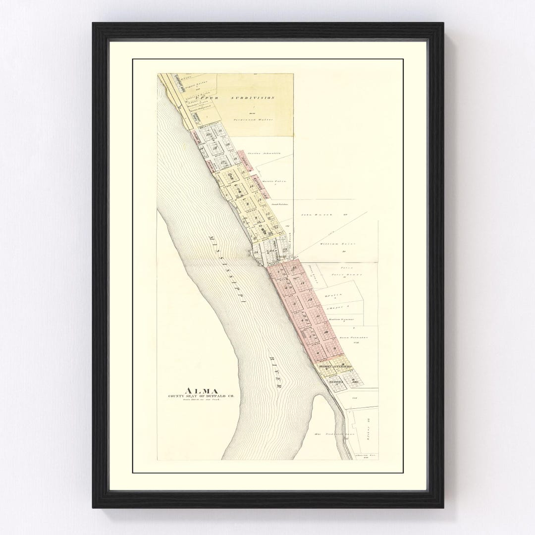 Alma Map 1896, Vintage Alma Map, Old Alma Wisconsin Art, Wall Art Gift ...