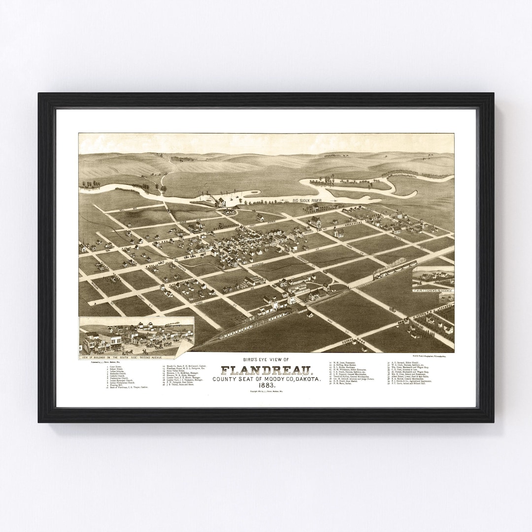 Flandreau Map 1883 Old Map of Flandreau South Dakota Art - Etsy