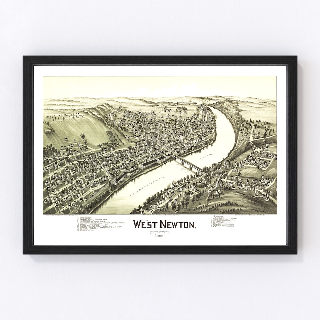 West Newton Map 1900 Old Map of West Newton Pennsylvania Art Vintage ...