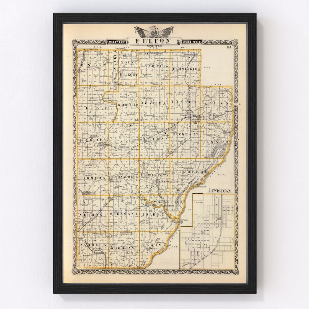 Fulton County Map 1876, Vintage Fulton County Map, Old Fulton County ...