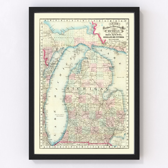 Michigan Railroad Map 1879 Old Railroad Map of Michigan Art - Etsy