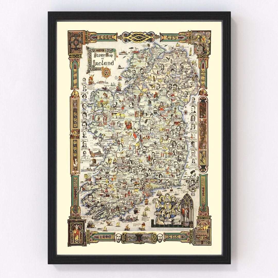 Ireland Map 1936, Vintage Ireland Map, Old Ireland Art, Wall Art Gift ...