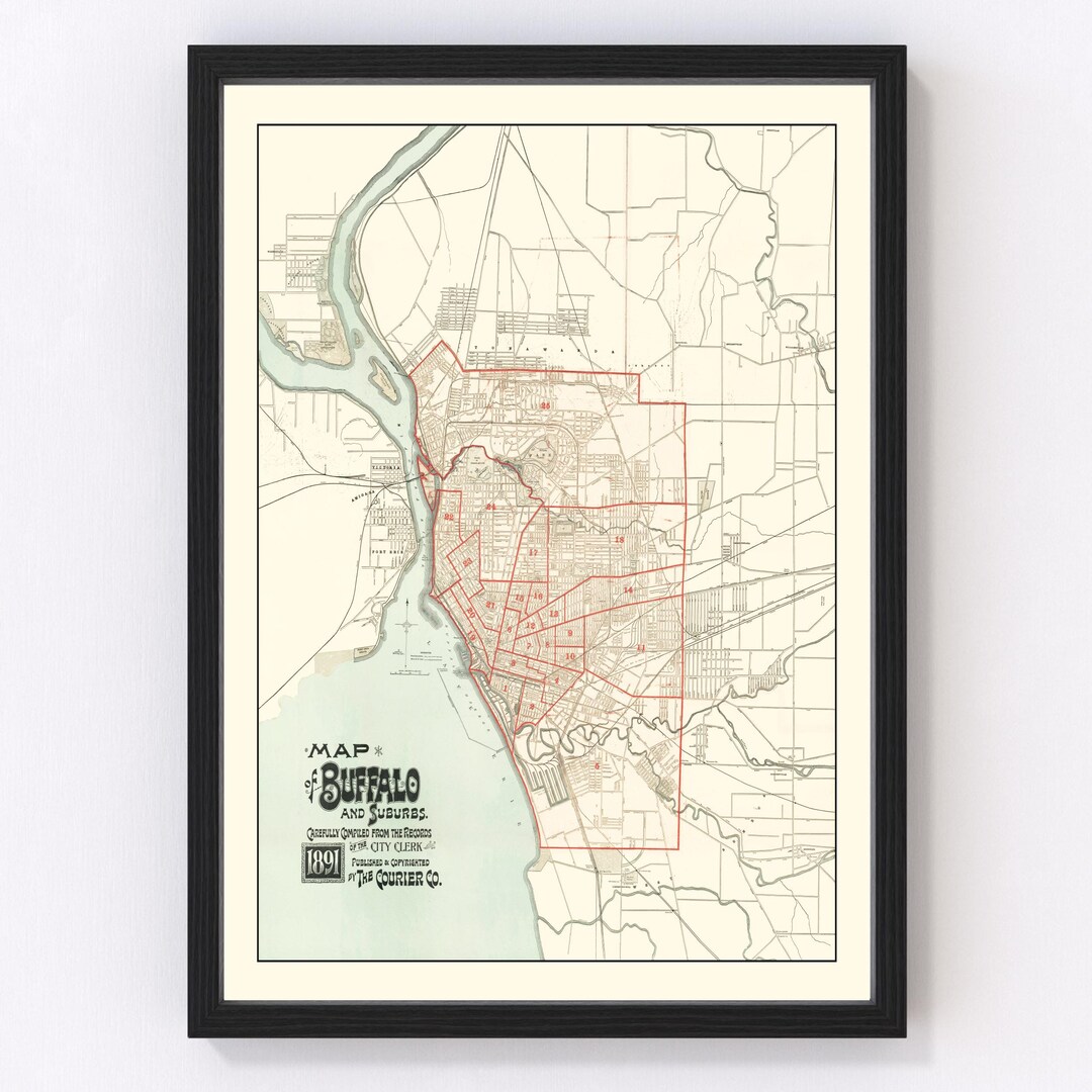 Buffalo Map 1891, Vintage Buffalo Map, Old Buffalo New York Art, Wall ...
