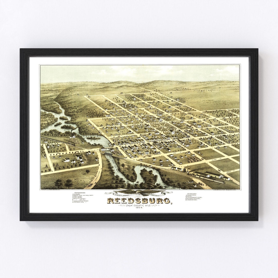 Reedsburg Map 1874 Old Map of Reedsburg Wisconsin Art Vintage Print ...