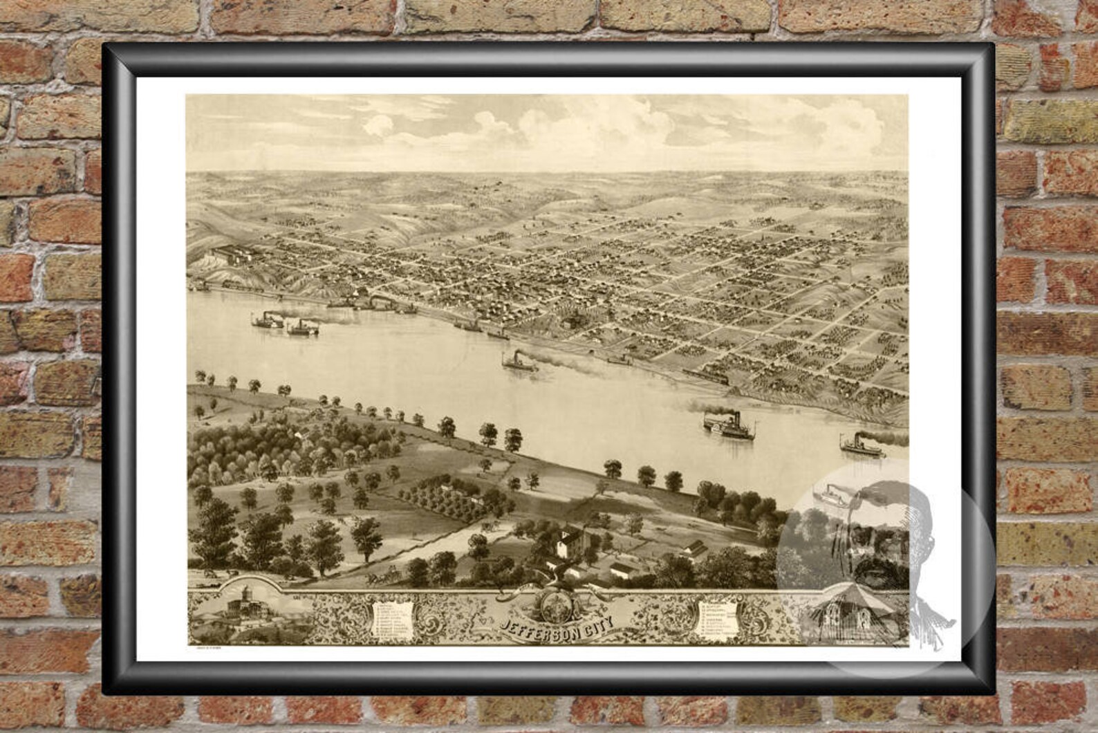 Vintage Jefferson City Map 1869 Old Map of Jefferson City | Etsy