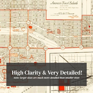 Coral Gables Map 1924 Old Map of Coral Gables Florida Art Vintage Print ...