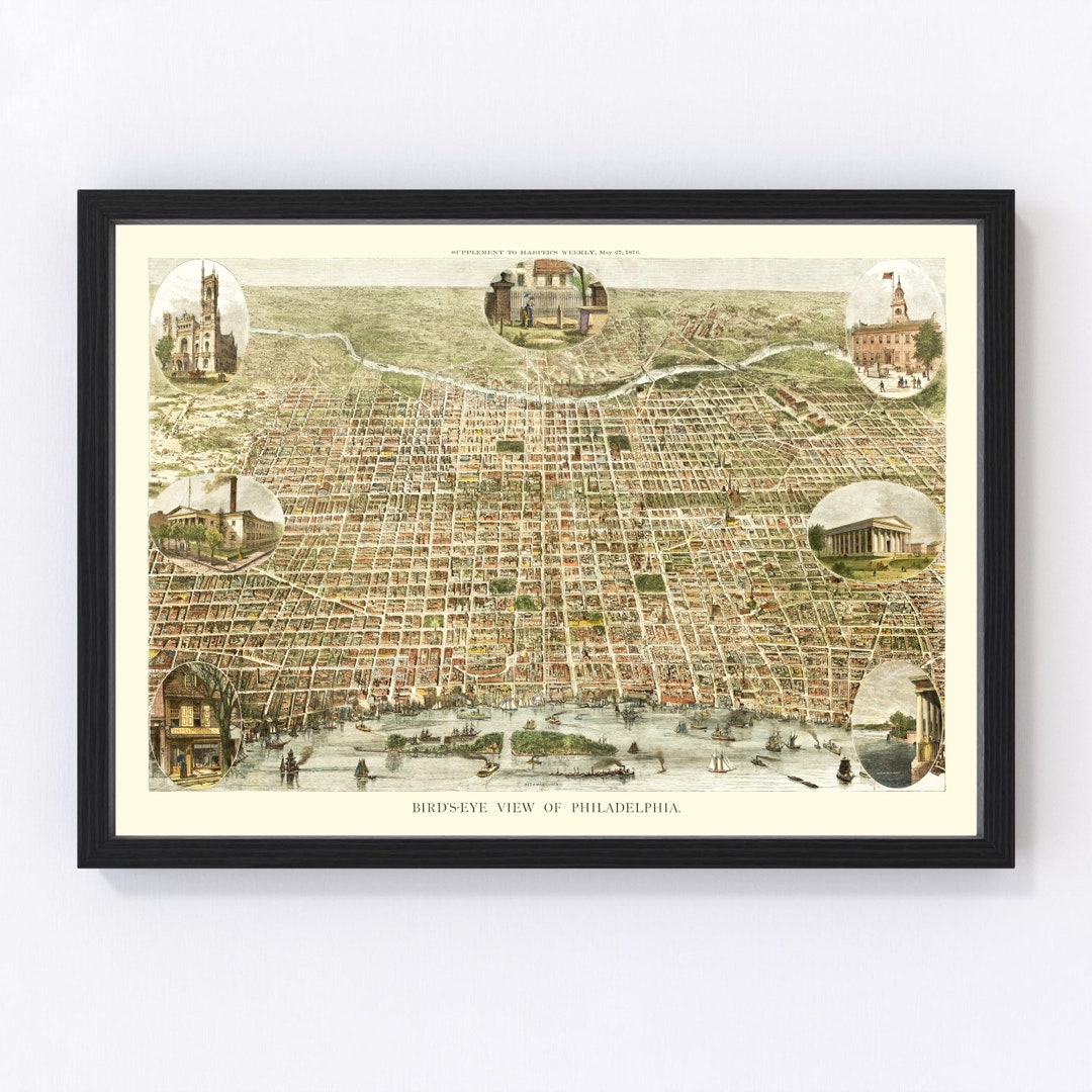 Philadelphia Map 1872 Old Map of Philadelphia Pennsylvania Art Vintage ...
