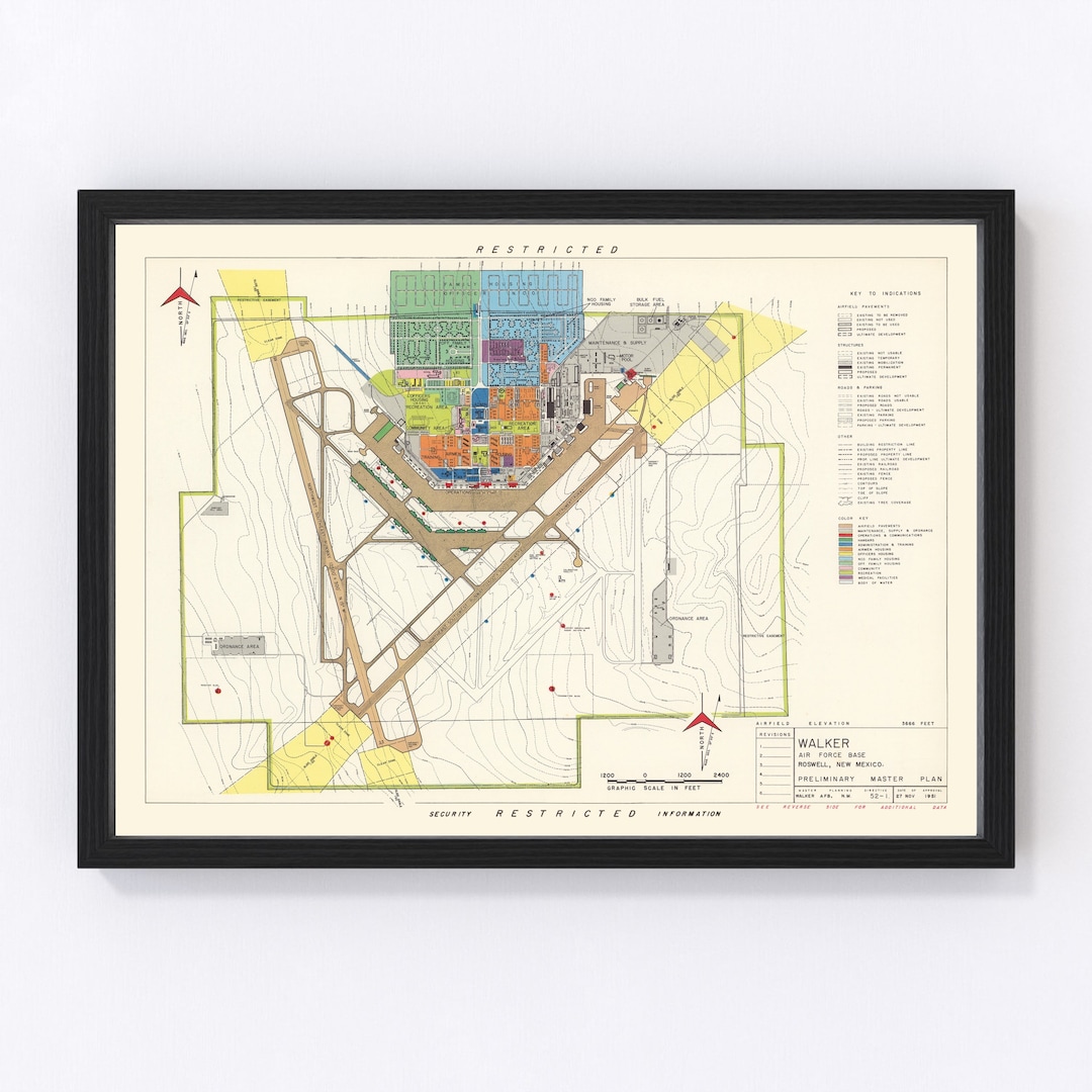 Walker Air Force Base Map 1951 Old Map of Walker Air Force Base Art ...
