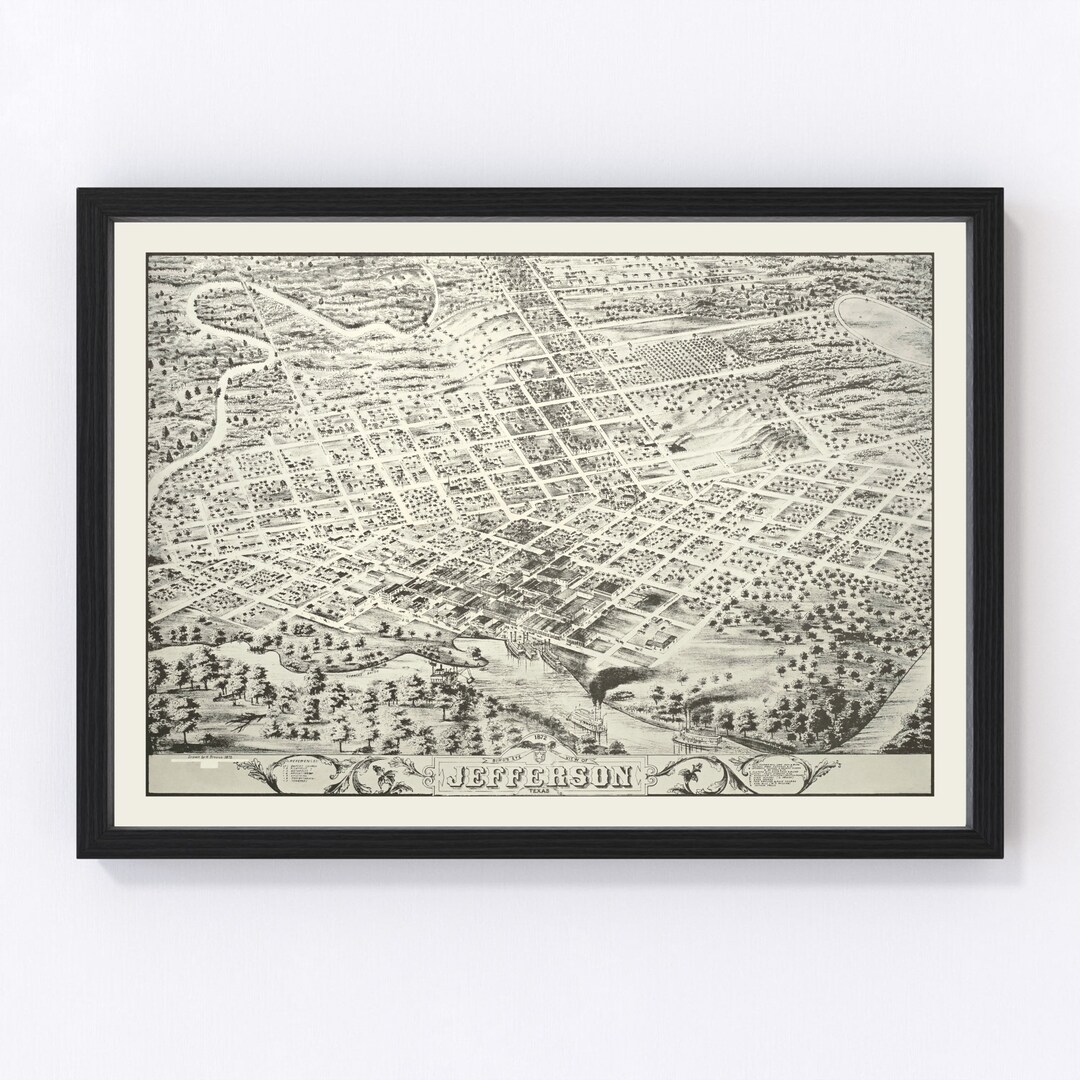 Jefferson Map 1872 Old Map of Jefferson Oklahoma Art Vintage Print ...
