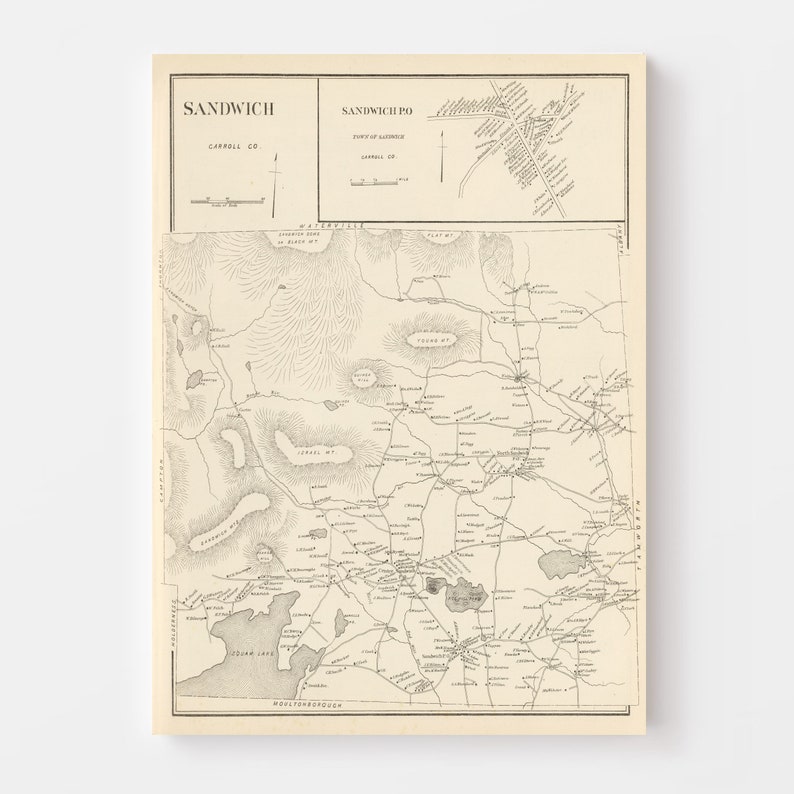 Sandwich Map 1892 Old Map of Sandwich New Hampshire Art - Etsy