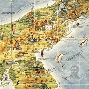 Panama Map Art - Vintage Print From 1939 - Old Panama Art - Framed or ...