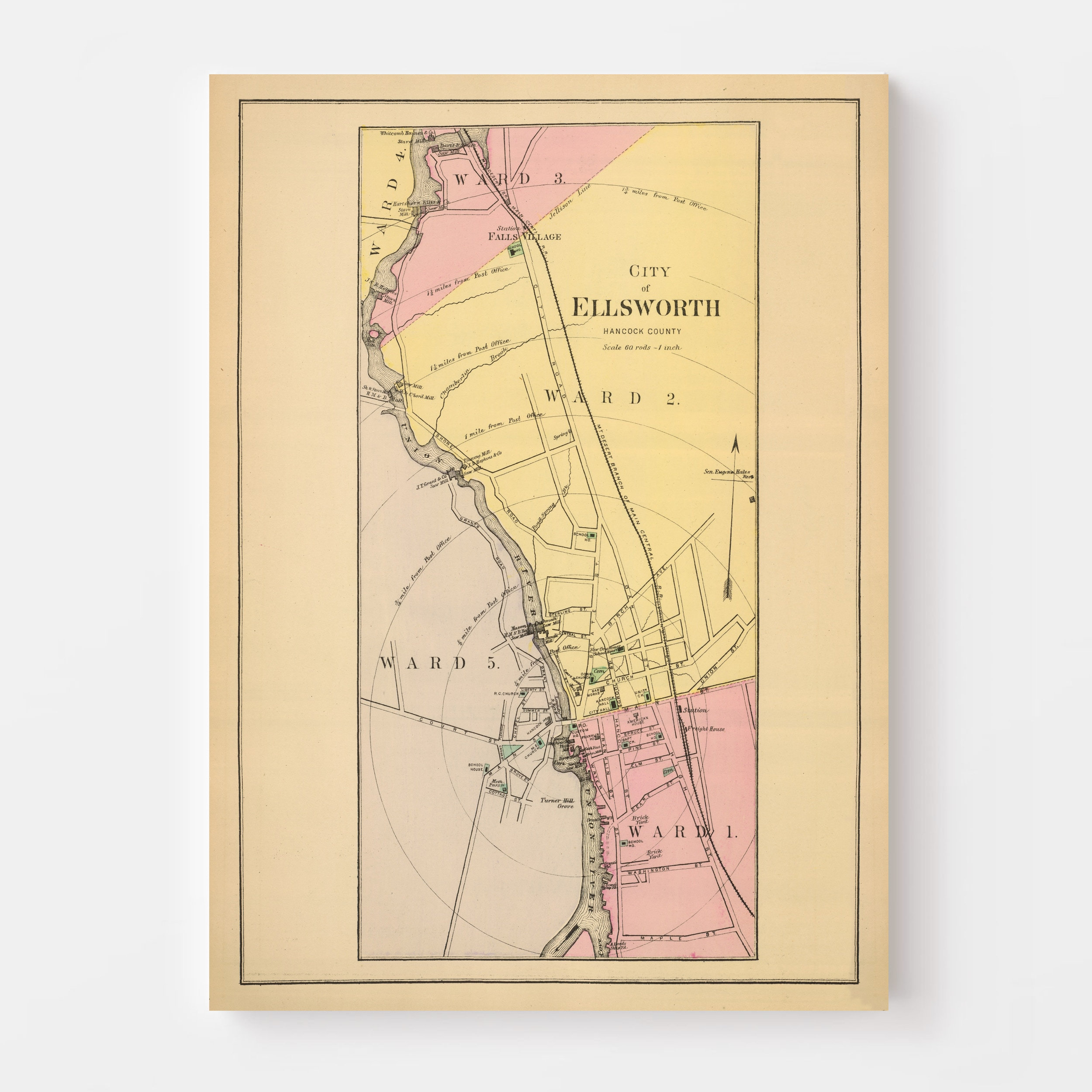Ellsworth Map 1894 Old Map of Ellsworth Maine Art Vintage - Etsy