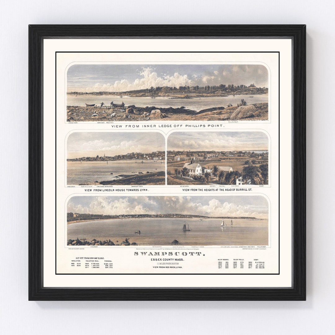 Swampscott Map 1871 - Old Map of Swampscott Massachusetts Art Vintage ...