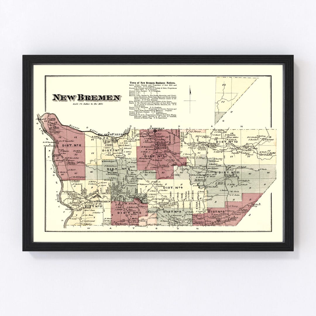New Bremen NY Map 1875 Old Map of New Bremen Township New York Art ...