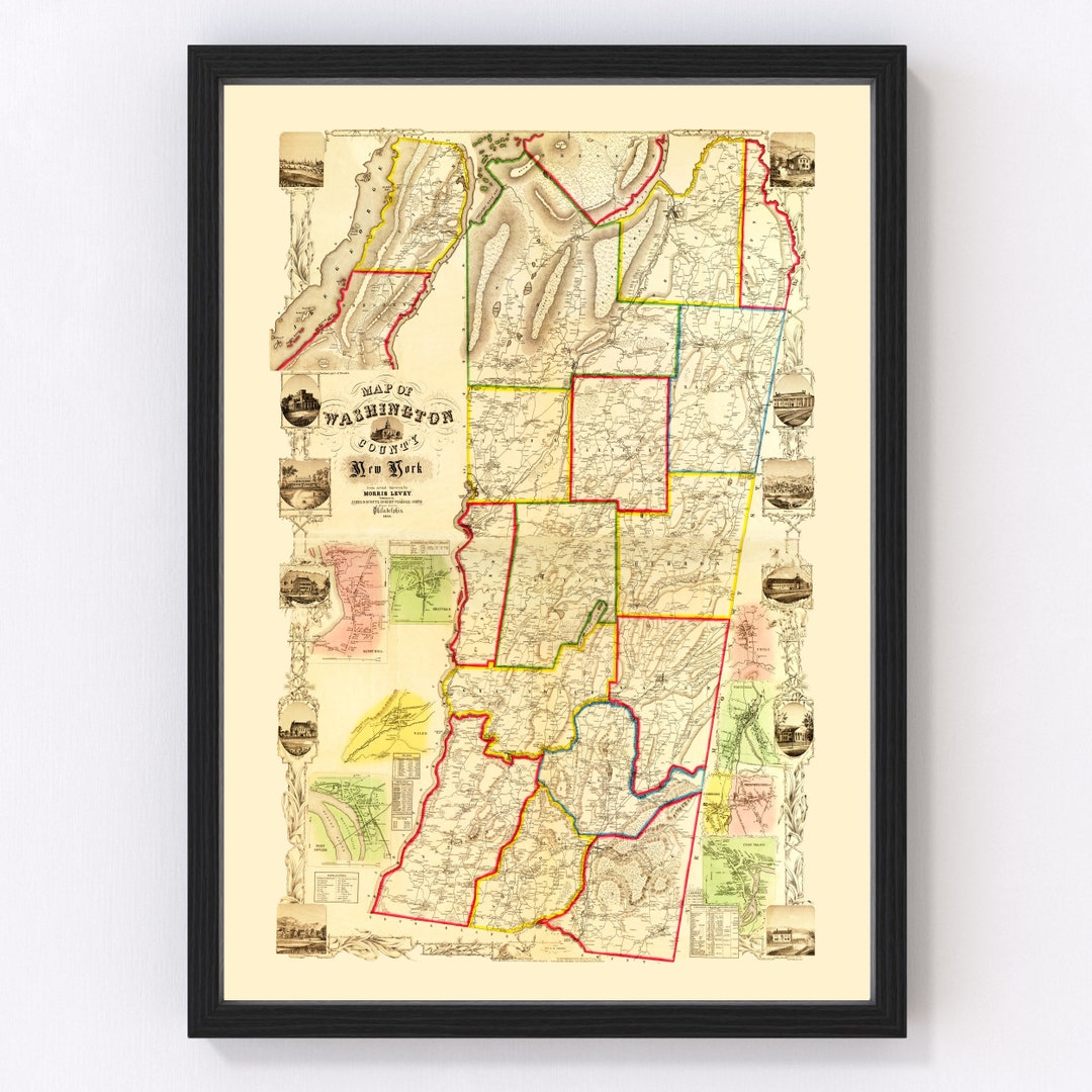 Washington County Map 1853, Vintage Washington County Map, Old ...