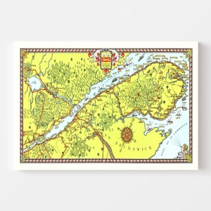 Gaspe Peninsula Map 1929 Old Map of Gaspe Peninsula Art Vintage Print ...