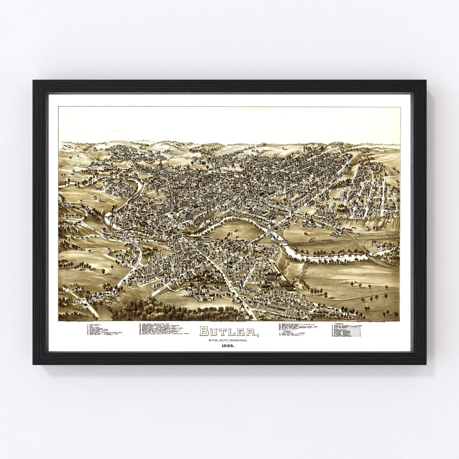 Butler Map 1896 Old Map of Butler Pennsylvania Art Vintage - Etsy