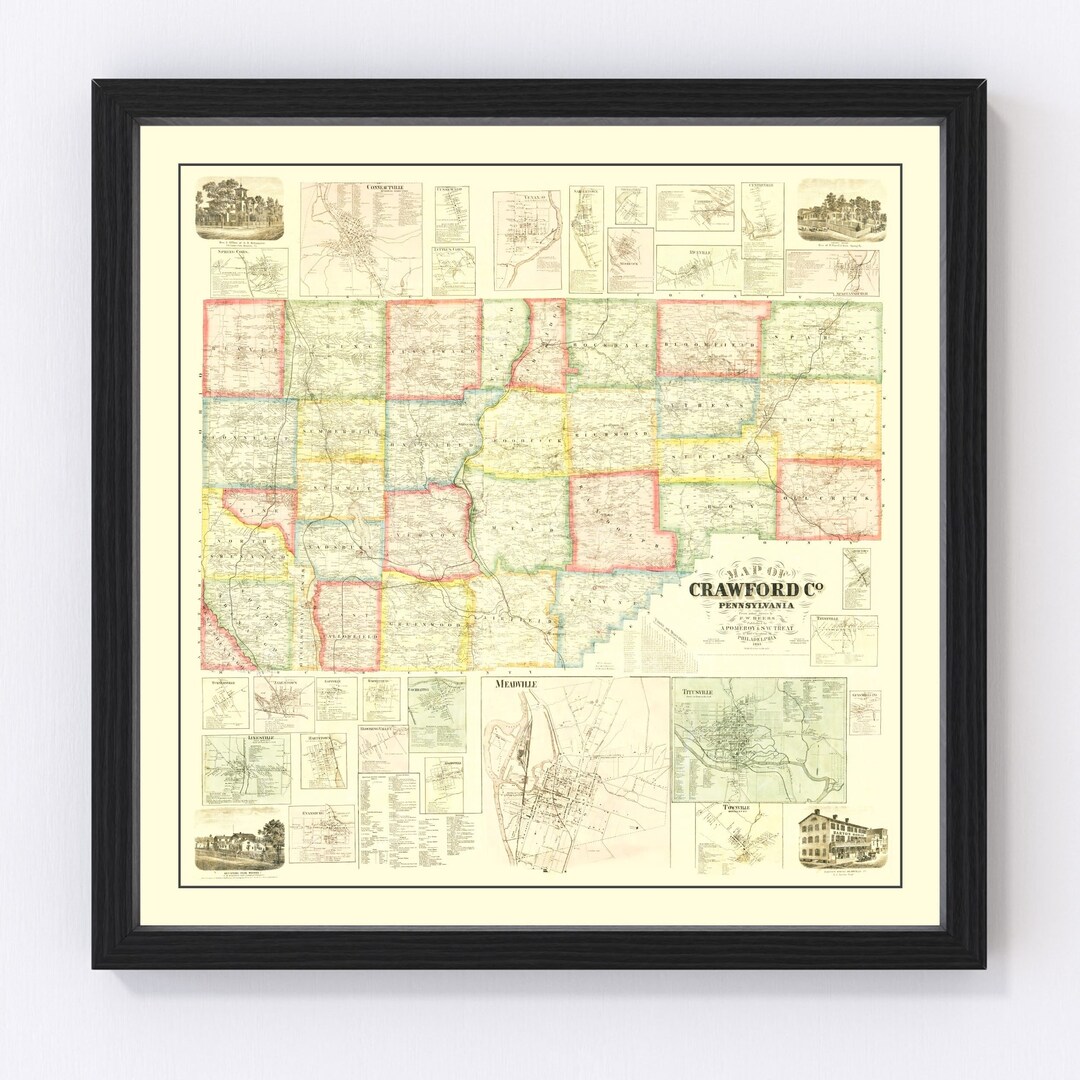 Crawford County Pennsylvania Map 1865 Old Map of Crawford County ...