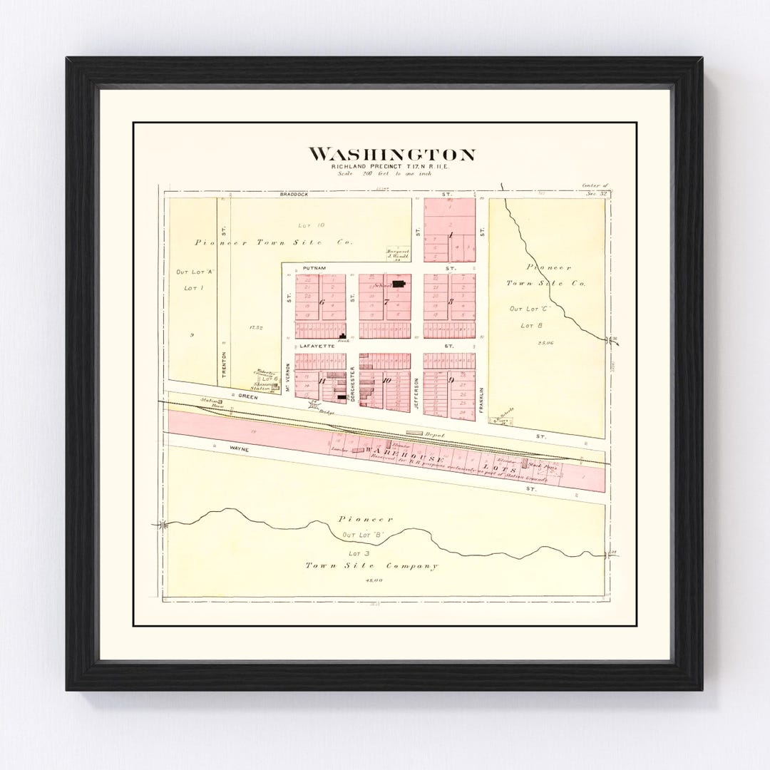 Washington Map 1908, Vintage Washington Map, Old Washington Nebraska ...