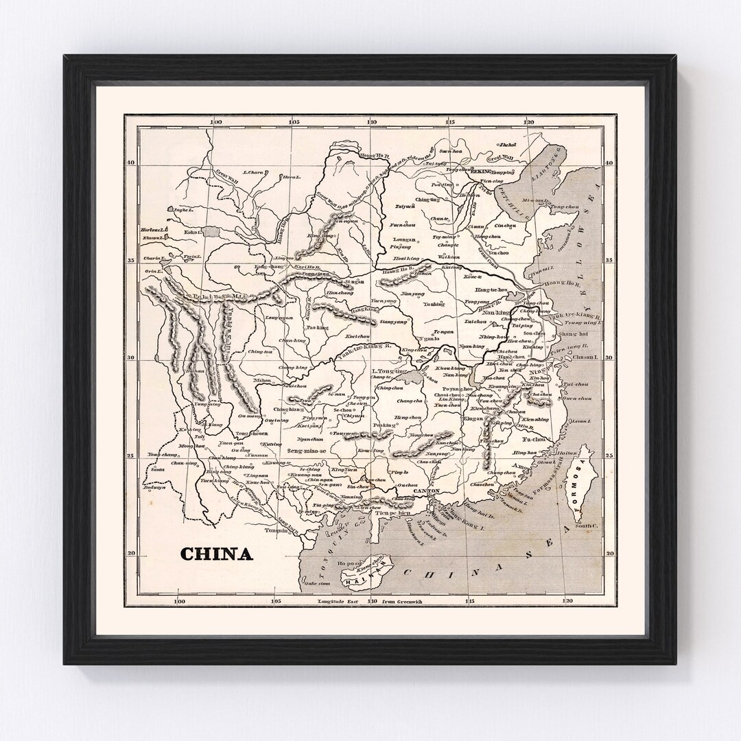China Map 1848, Vintage China Map, Old China Art, Wall Art Gift for ...