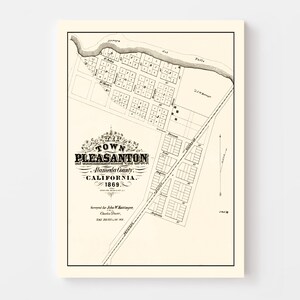 Pleasanton Map 1869, Vintage Pleasanton Map, Old Pleasanton California ...