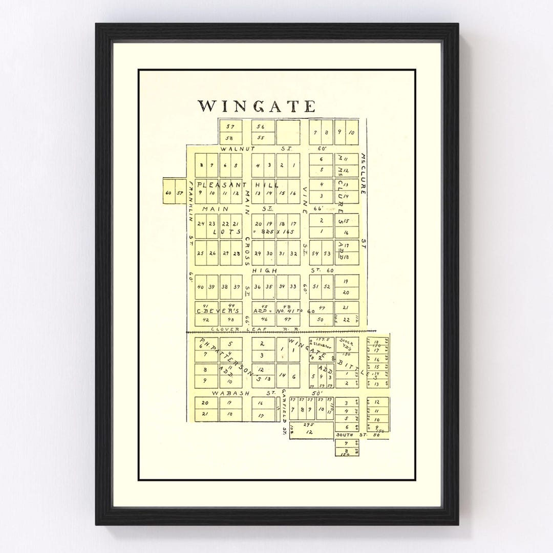 Wingate Map 1898 Old Map of Wingate Indiana Art Vintage Print Framed ...