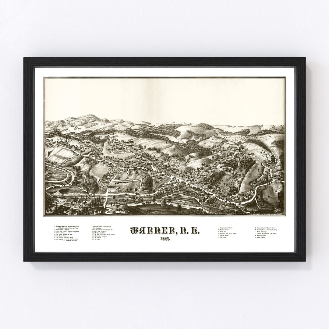 Warner Map 1887 Old Map of Warner New Hampshire Art Vintage Print ...
