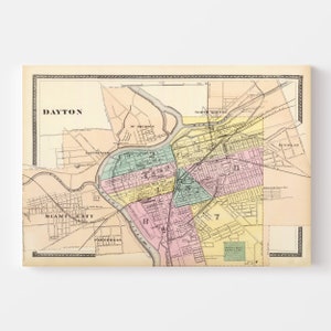 Dayton Map 1872 Old Map of Dayton Ohio Art Vintage Print Framed Canvas ...