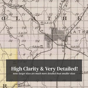 Johnson County KS Map 1887 Old Map of Olathe Kansas Art Vintage Print ...