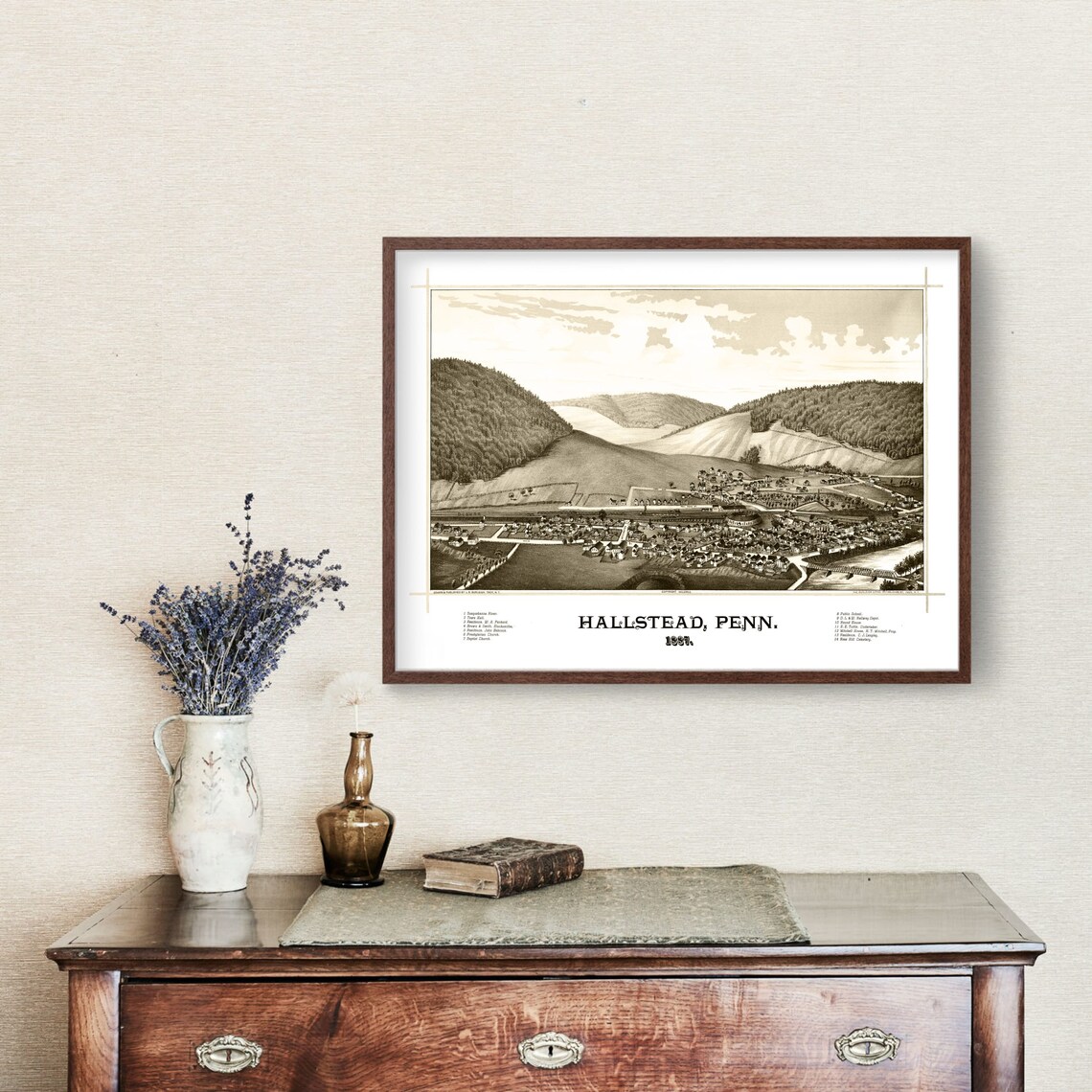 Hallstead Map 1887 Old Map of Hallstead Pennsylvania Art - Etsy