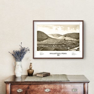 Hallstead Map 1887 Old Map of Hallstead Pennsylvania Art Vintage Print ...
